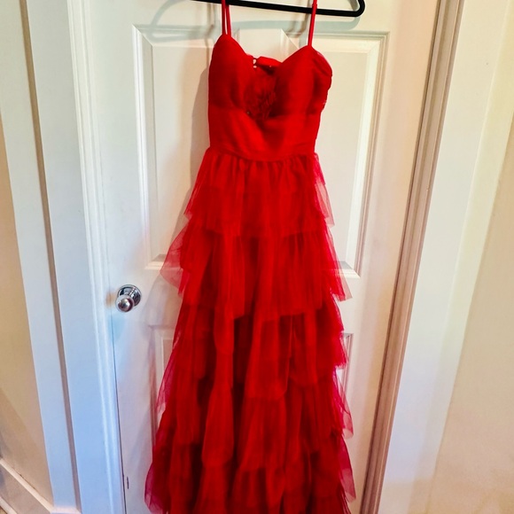 Dillards | Dresses | Chic Red Layered Prom Dress | Poshmark
